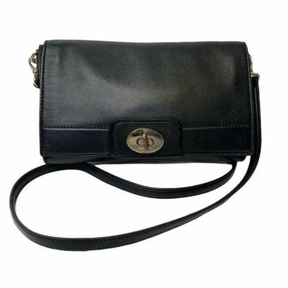 kate spade | Bags | Kate Spade Black Leather Turn Lock Crossbody Bag ...